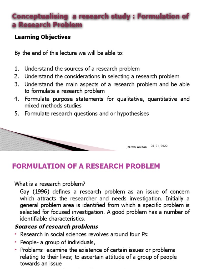 Conceptualising Research Problem | PDF | Psychology | Psychological ...