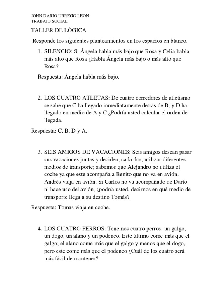 Taller de Lógica | PDF