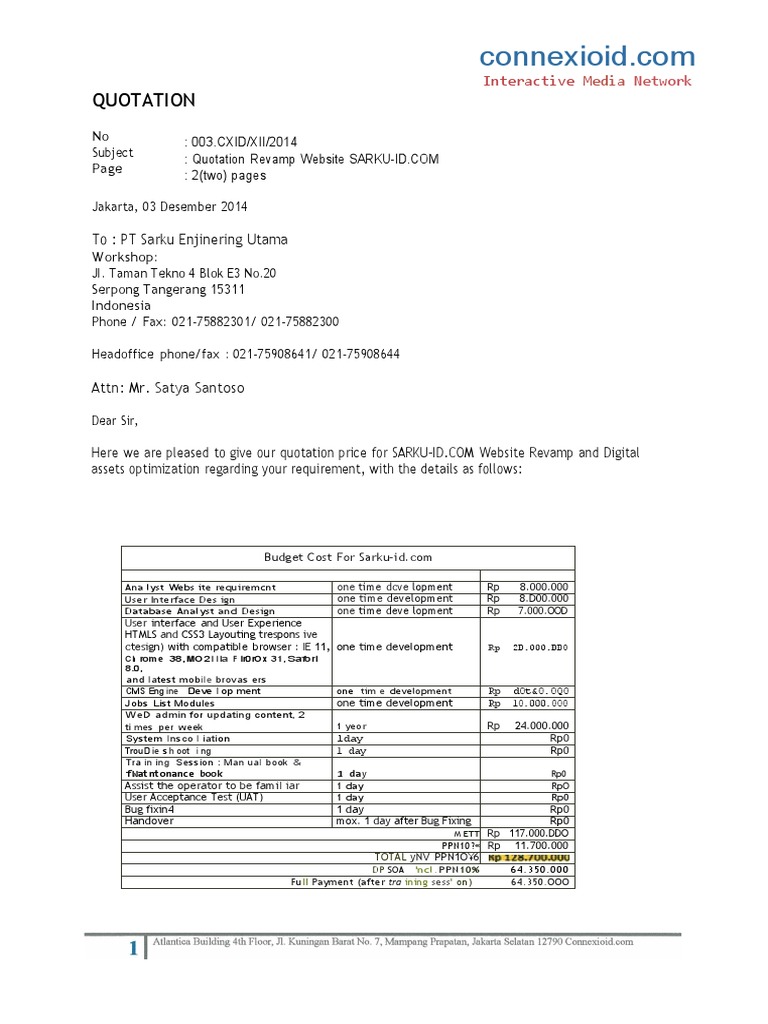 Quotation: To: PT Sarku Enjinering Utama | PDF | Computing | Software Development