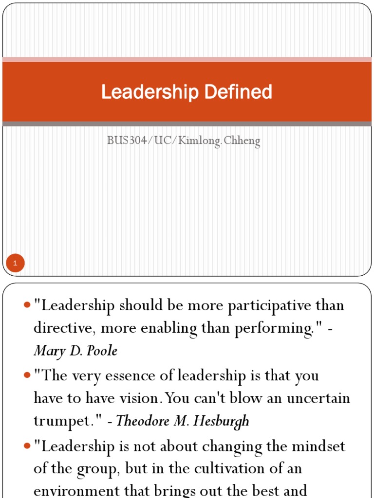 Leadership Defined | PDF | Leadership | Psychological Concepts