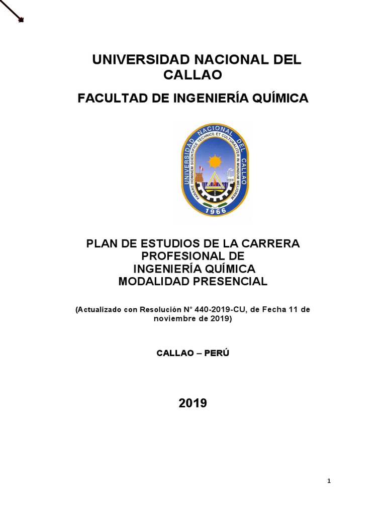 P17 Plan De Estudio De La Carrera Profesional De Ingenieria Quimica