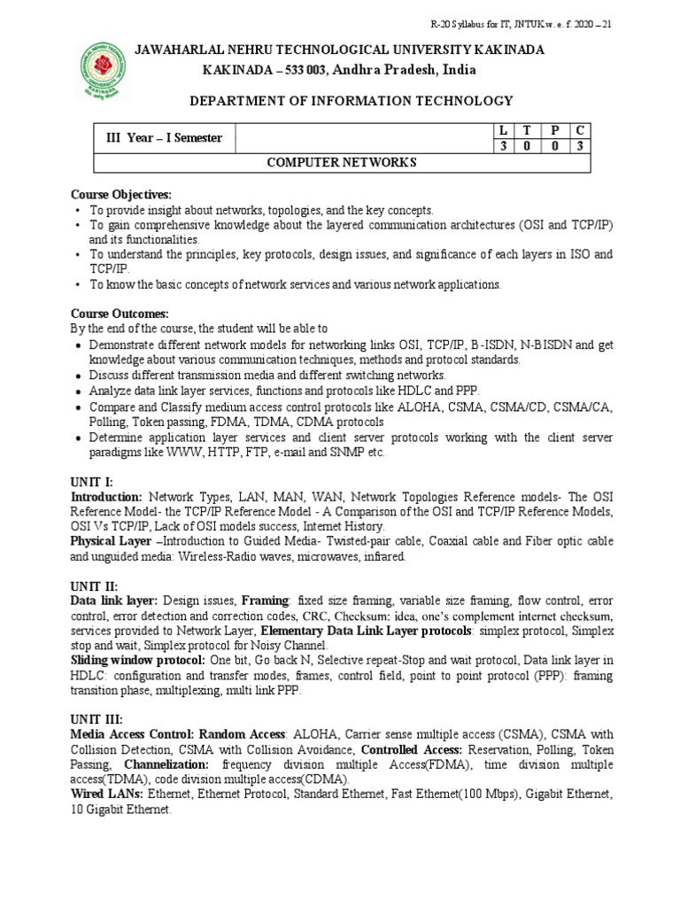 Computer Network Syllabus Pdf Computer Network Osi Model