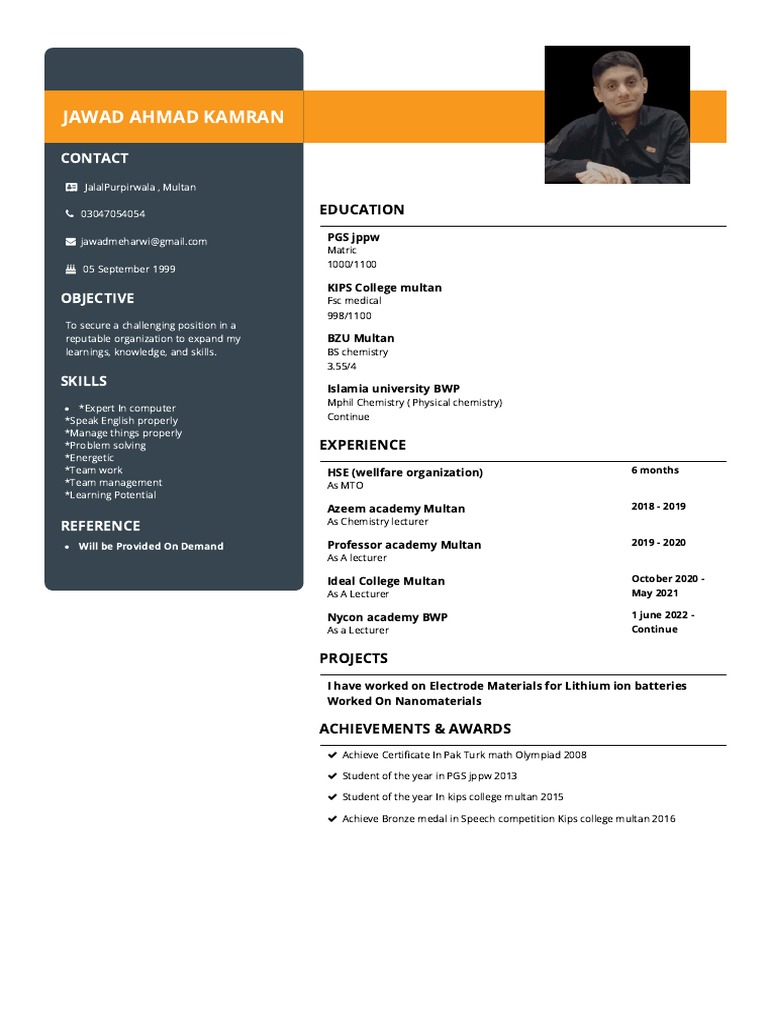 Jawad S.Cv | PDF | Chemistry