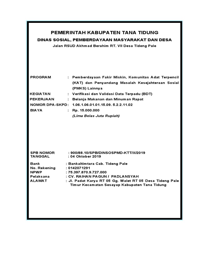 SPJ Makan Rapat BDT 2019 | PDF