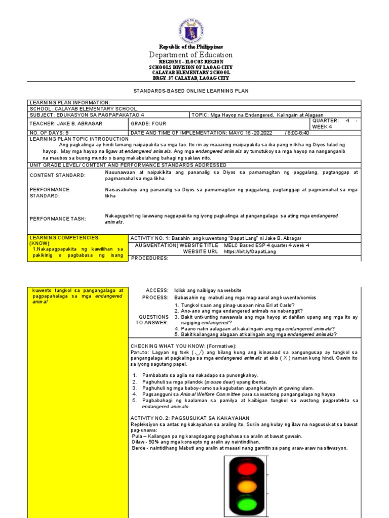 LESSON EXEMPLAR - ESP4 - Q4 - W4 Edited5 21 22 | PDF