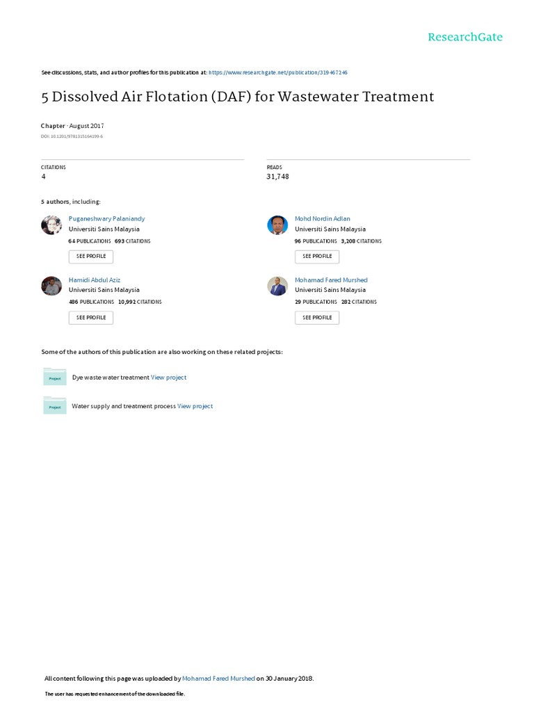 Dissolved Air Flotation DAF For WastewaterTreatment | PDF | Viscosity ...