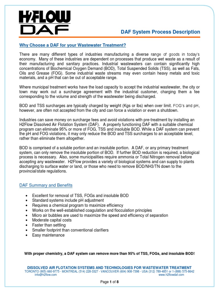 H2 FLOW - DAF - Process - Description | PDF | Sewage Treatment | Chemistry