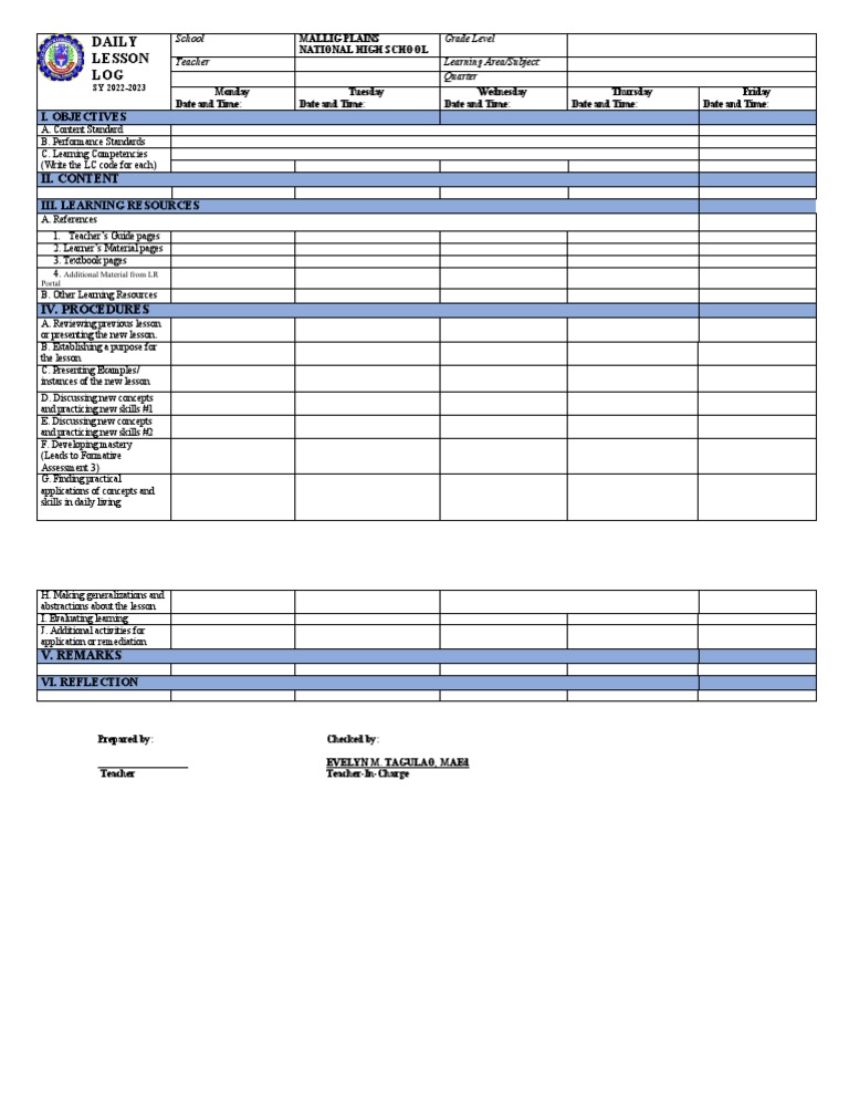DAILY-LESSON-LOG-TEMPLATE | PDF