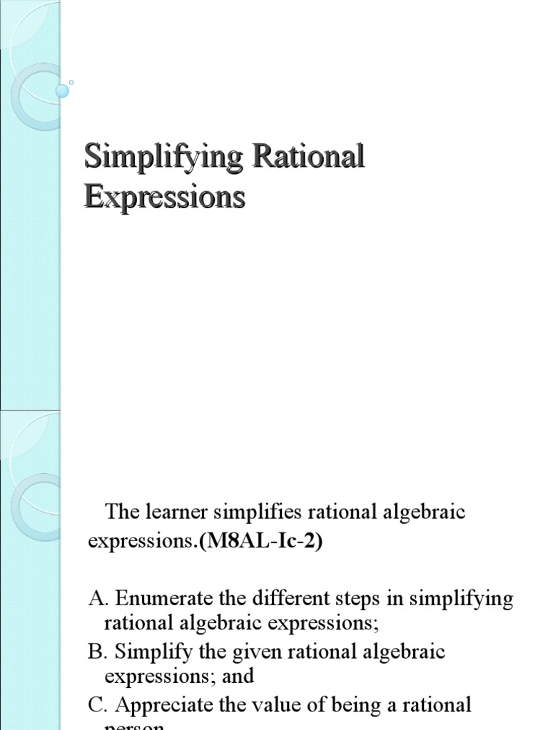 Simplifying Rational Expressions Pdf Factorization Rational Number