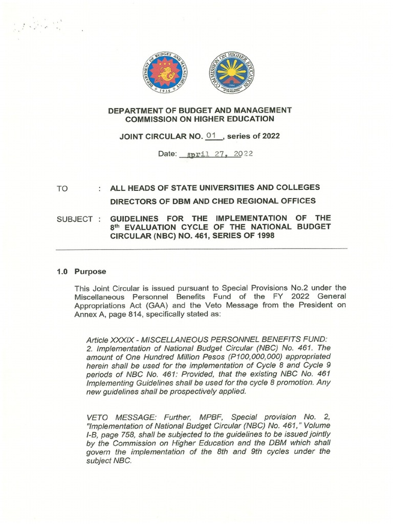 DBM CHED JC No. 1 S. 2022v2 | PDF