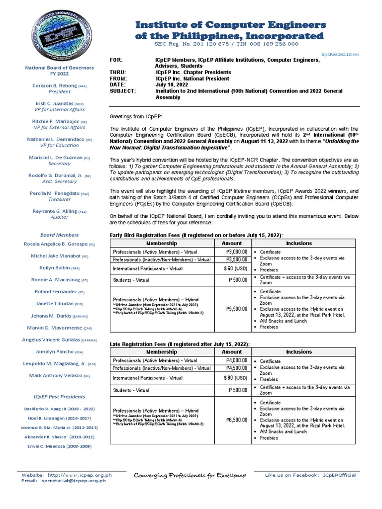 ICpEP 2022 International Convention Invite | PDF | Computing | Engineering