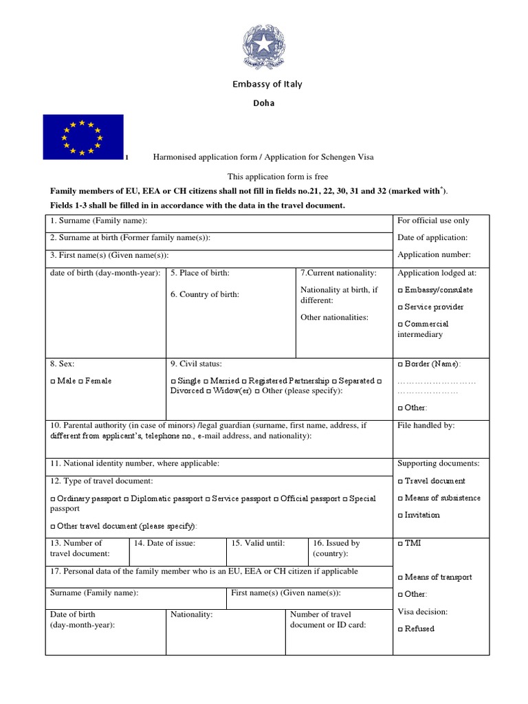 Italy Schengen Application Form 2020 | PDF | Travel Visa | Cultural ...