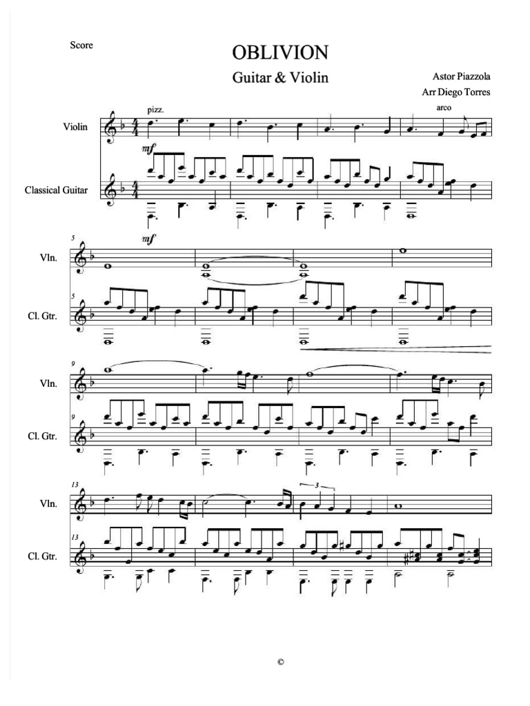 Oblivion - Guitarra & Violin | PDF | Home & Garden | Science & Mathematics