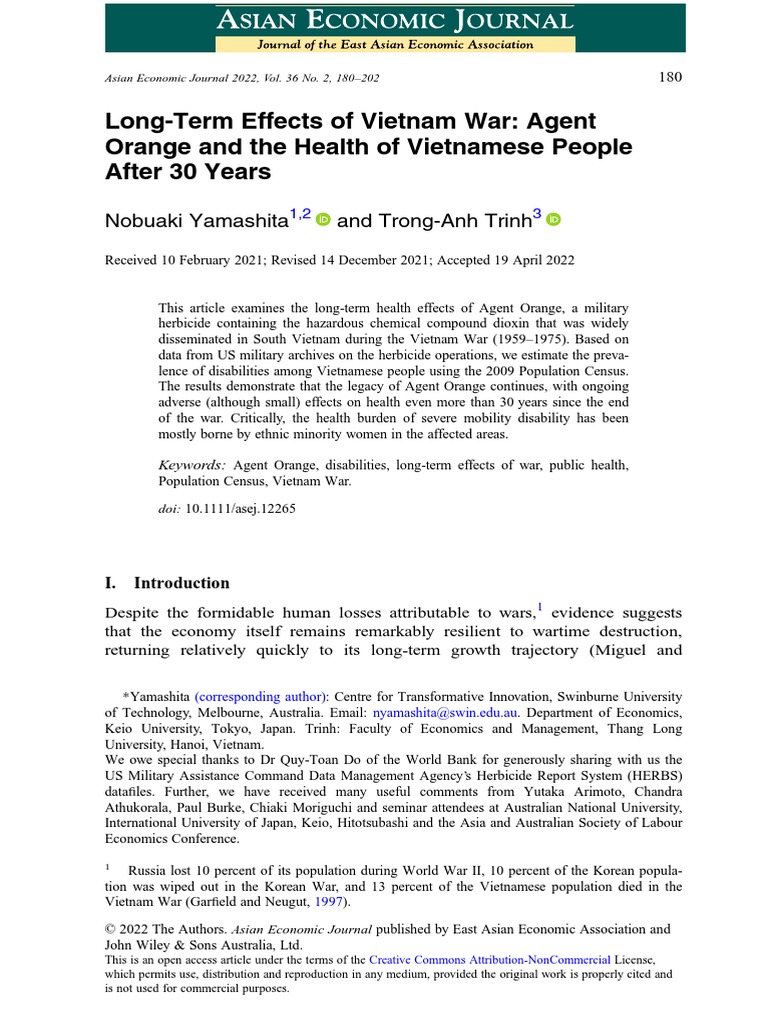 Long-Term Effects of Vietnam War Agent Orange and The Health of ...