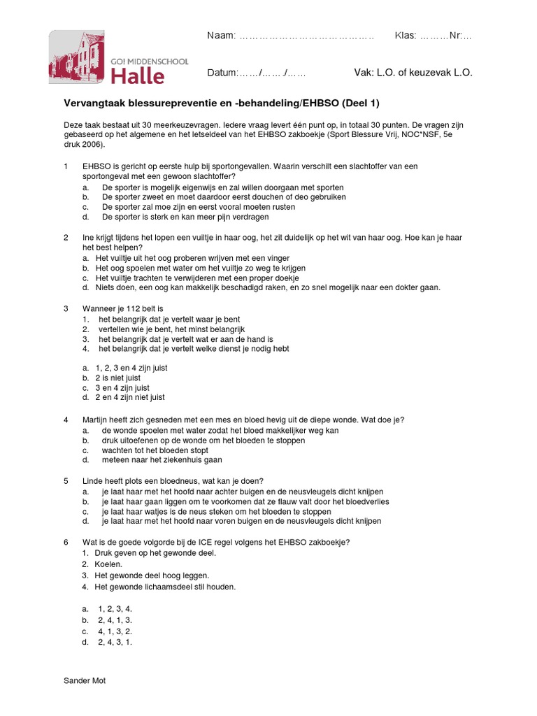EHBSO Multiple choice deel 1 | PDF
