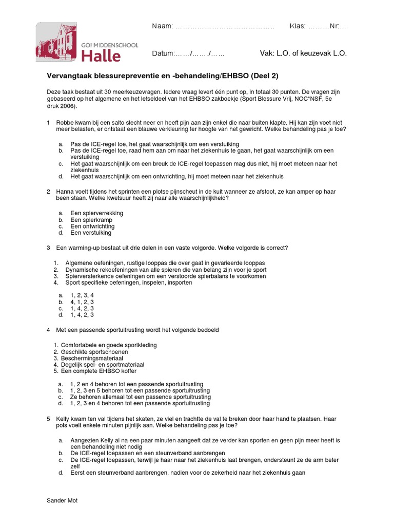 EHBSO Multiple Choice Deel 2 | PDF