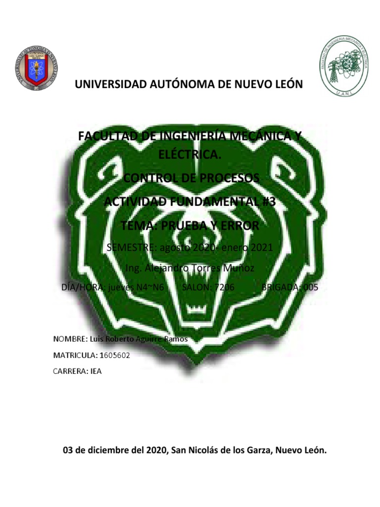 Prueba Y Error Control De Procesos Pdf Matemáticas Aplicadas 0841