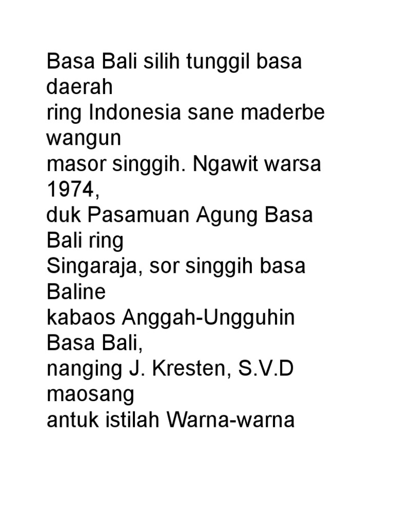 Basa Bali Silih Tunggil Basa Daerah | PDF