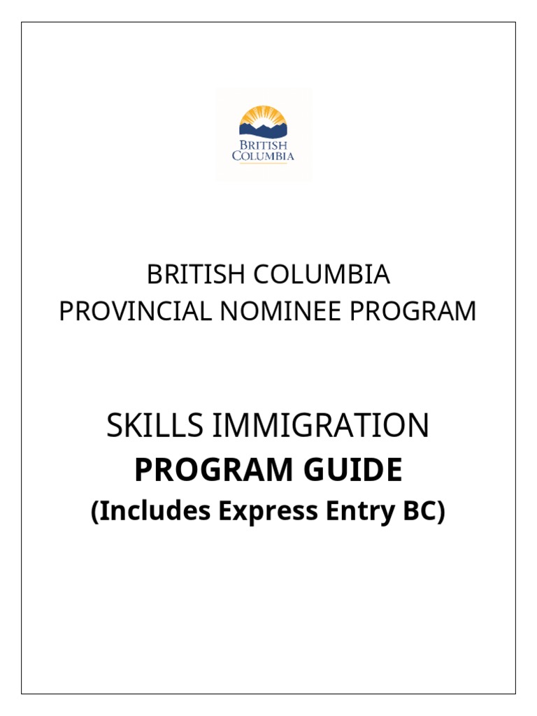 BC PNP Skills Immigration Program Guide | PDF | International English ...