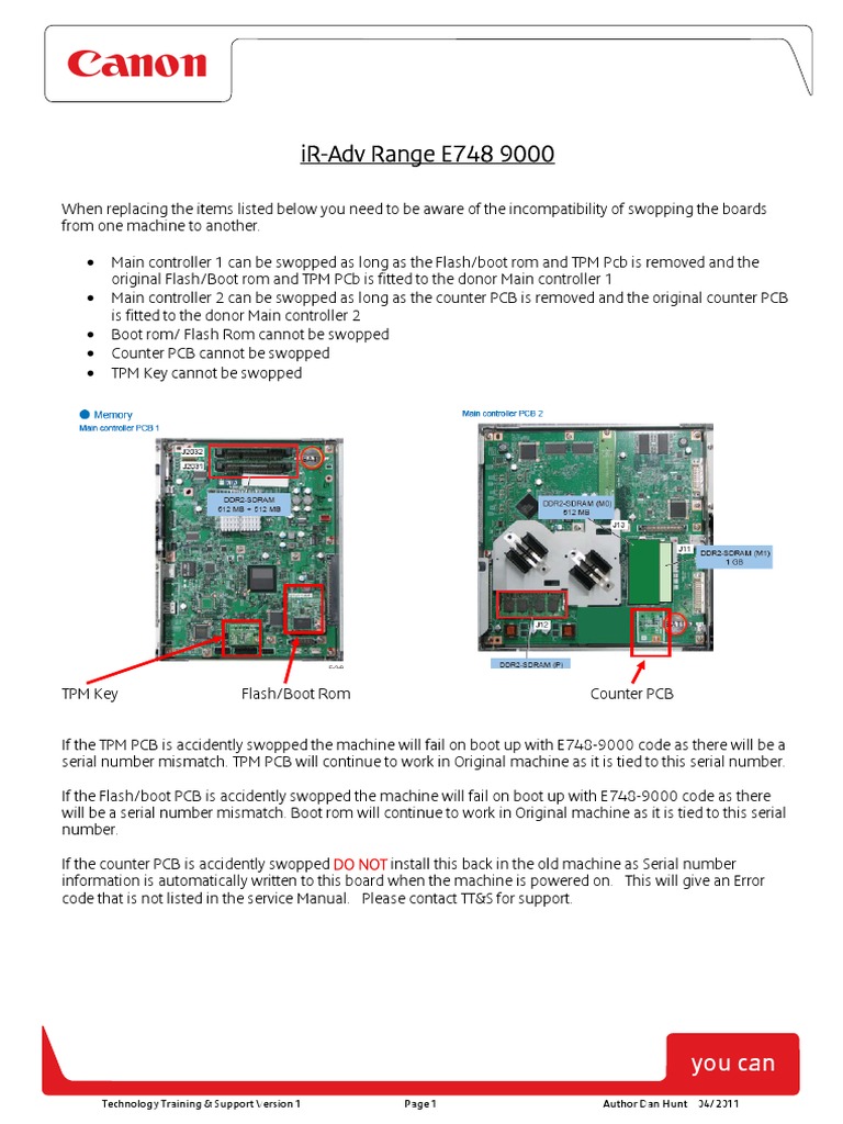iR-Adv Main PCB Replacement E748-9000 | PDF | Computers