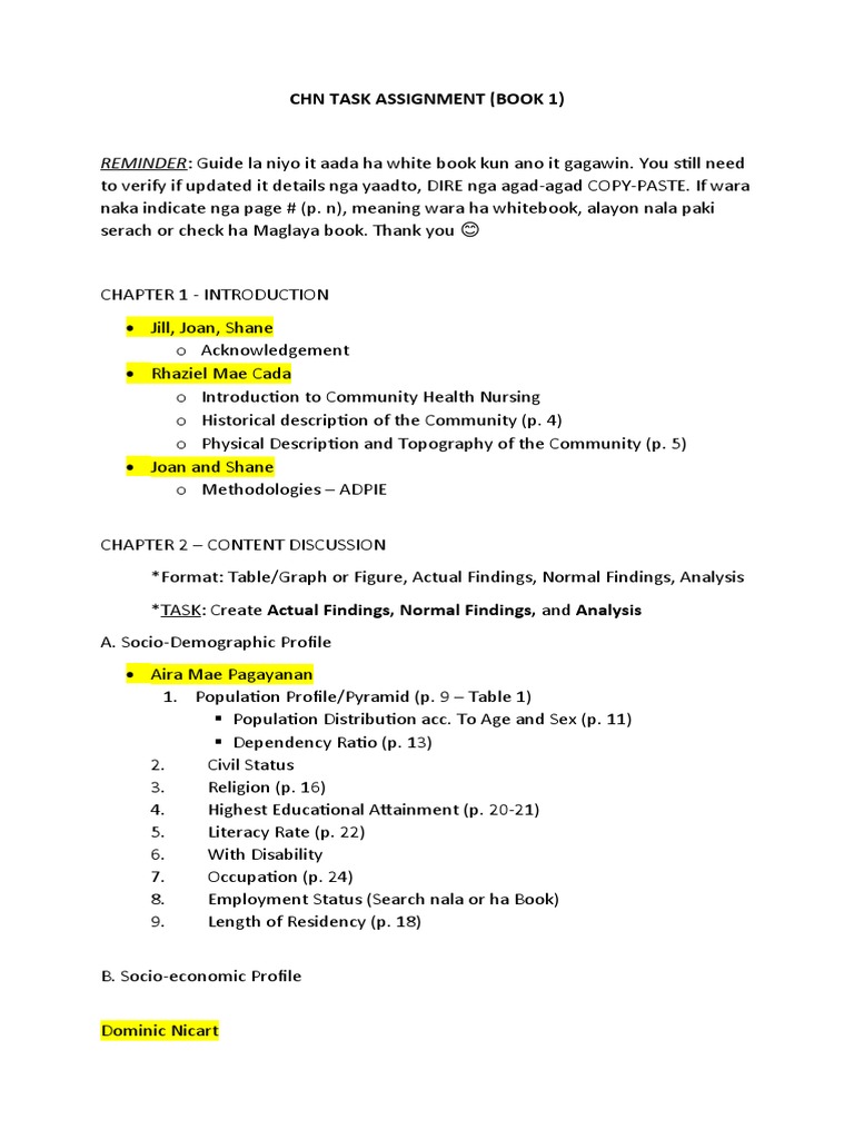 Calico An CHN Task Assignment | PDF | Sanitation | Waste Management