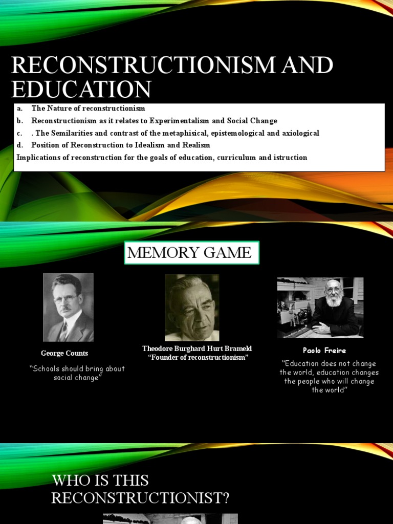 Reconstructionism and Education REPORT | PDF | Pragmatism | Philosophy ...
