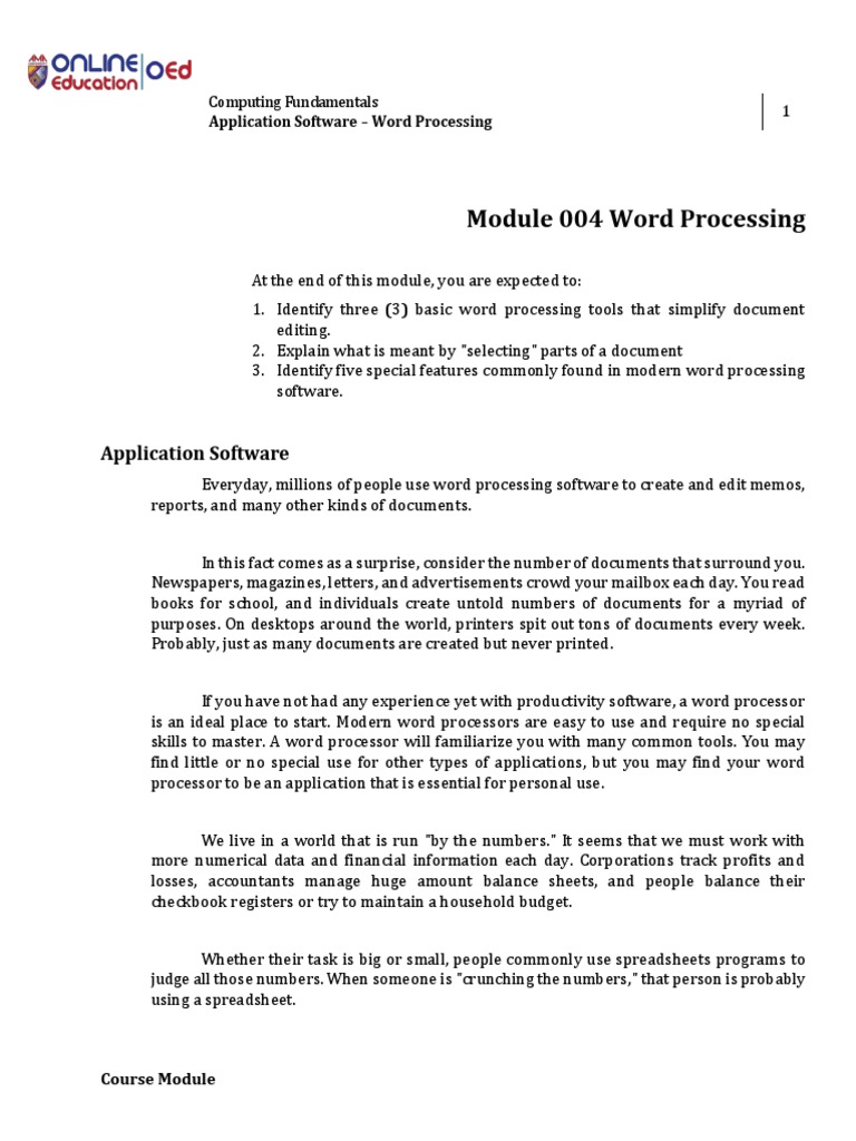 Module 4 (Computing Fundamentals) | PDF | Paragraph | Word Processor