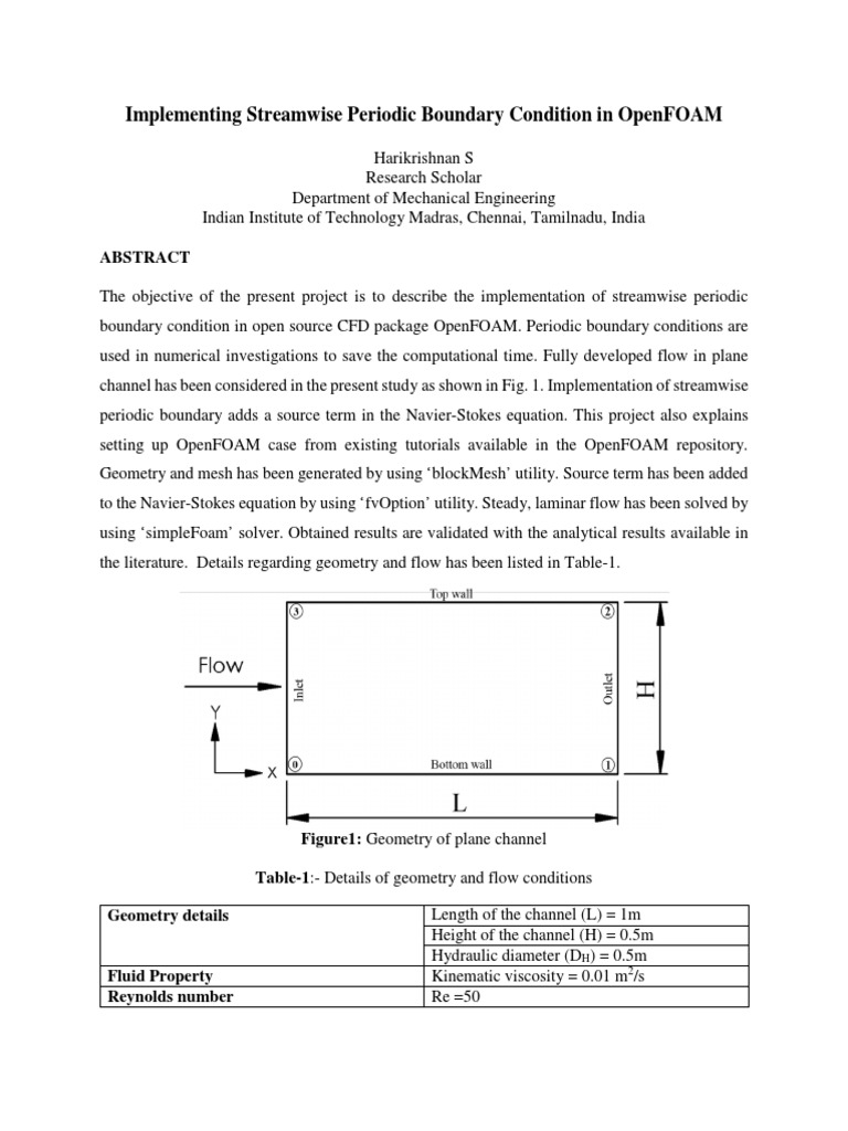 Implementing Stream Wise Periodic Boundary Condition in Open Foam | PDF