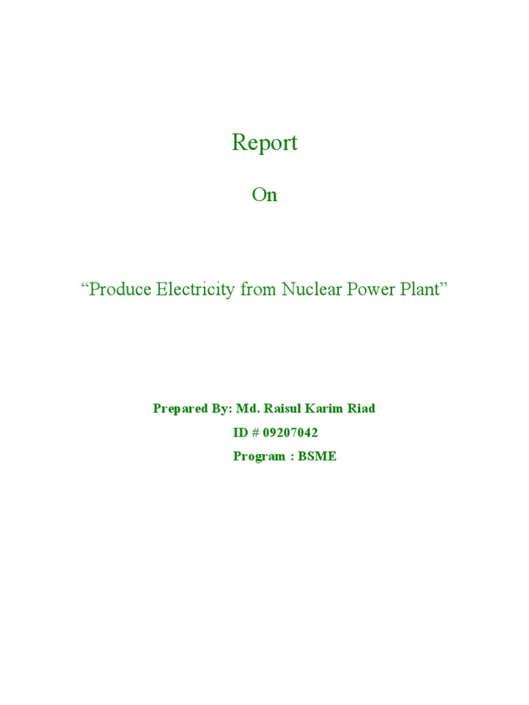 Nuclear Power Plant | PDF | Nuclear Reactor | Uranium