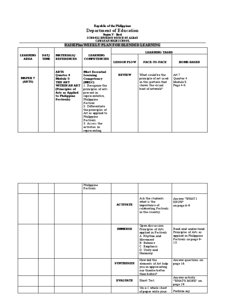 Raiseplus MAPEH 7 | PDF | Learning | Teaching
