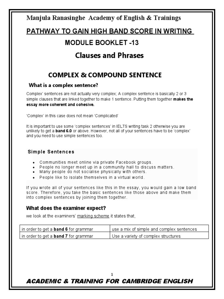 Book 13 Complex Sentencee-IELTS | PDF | Syntax | Cognitive Science