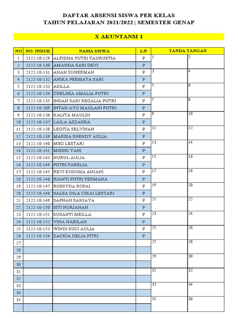 ABSENSI SISWA Fix SMT2 | PDF