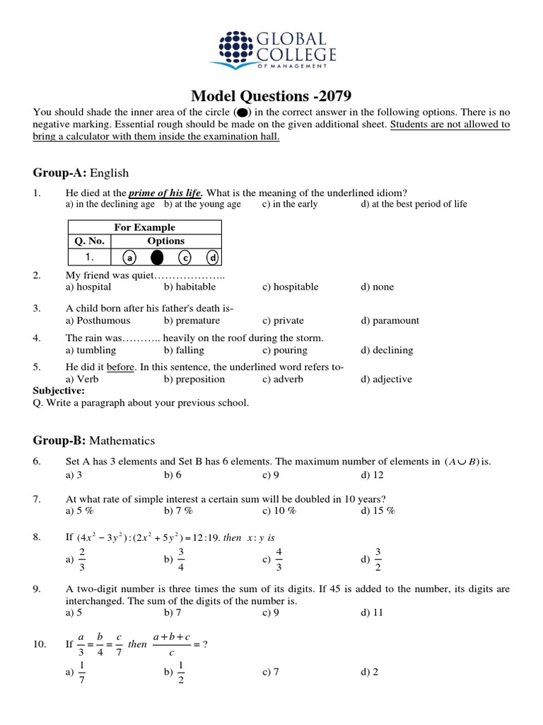 Model Questions 2079 GCM | Download Free PDF | Adverb | Linguistic Typology