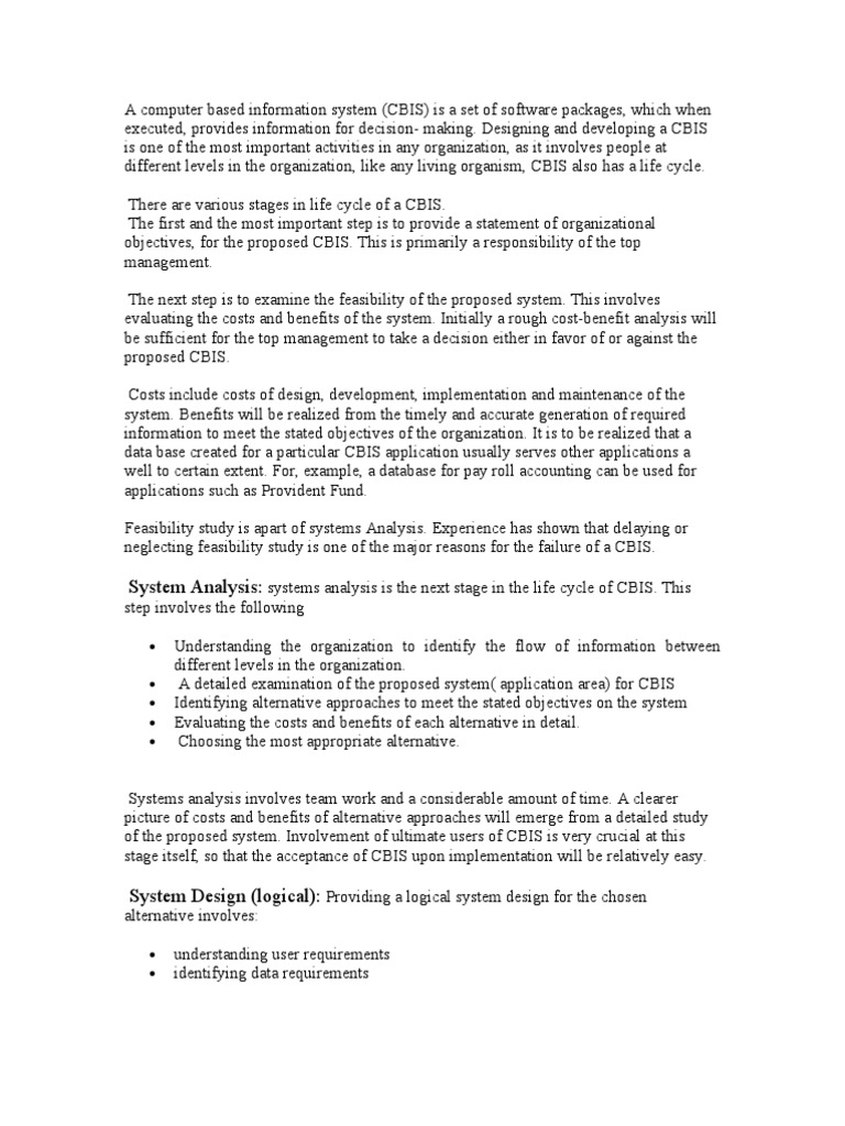 A Computer Based Information System Life Cycle | PDF | Systems Design ...