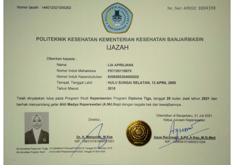Ijazah Lia Apriliana | PDF
