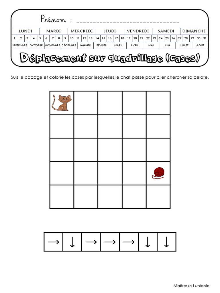 Fiches Dactivites Deplacement Sur Quadrillage Cases Decodage Gs | PDF