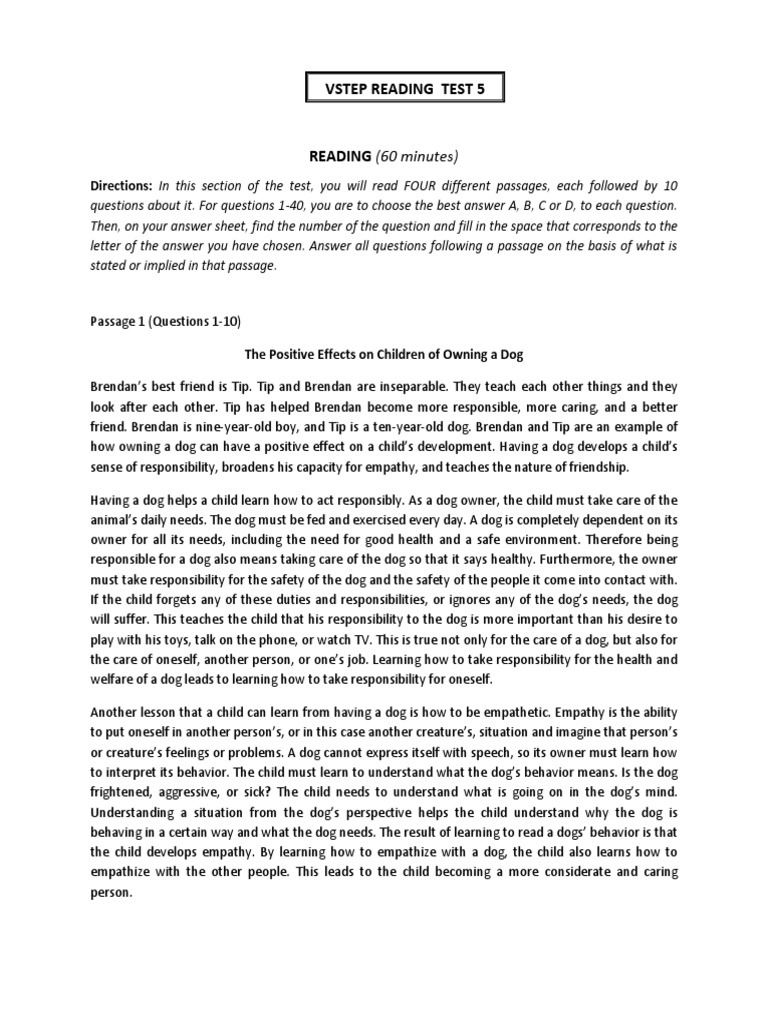 VSTEP Reading Practice Test 5 (B2) | PDF | Violin | Empathy