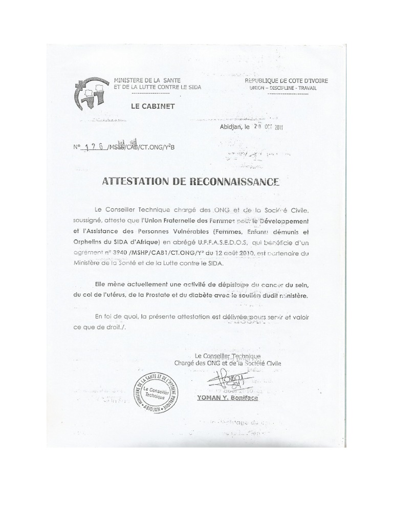 Attestation de Reconnaissance | PDF