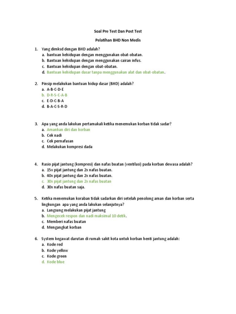 Soal Pre Test Dan Post Test | PDF