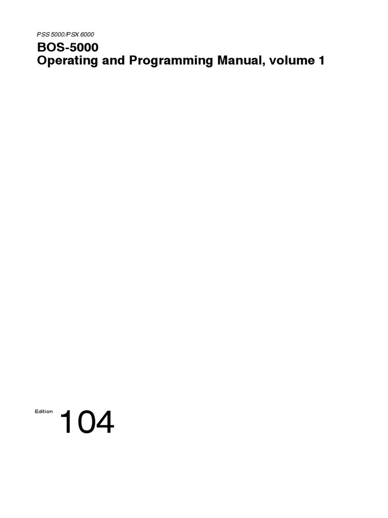 BOS-5000 Operating Manual Volume 1 | PDF | Installation (Computer ...