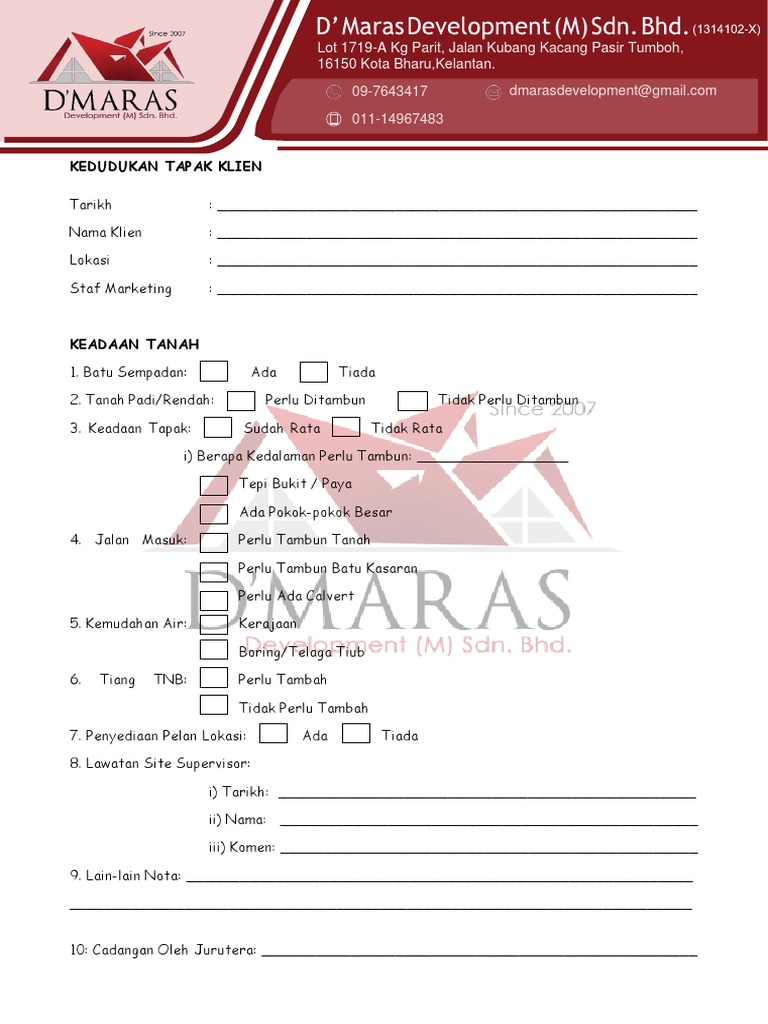Borang Lawatan Tapak Projek | PDF