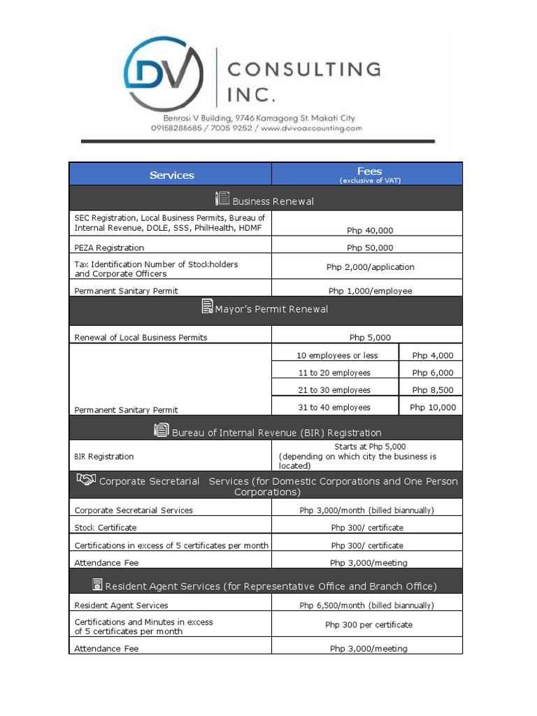 DV Consulting Inc Summary of Services | PDF | Payroll Tax | Economies