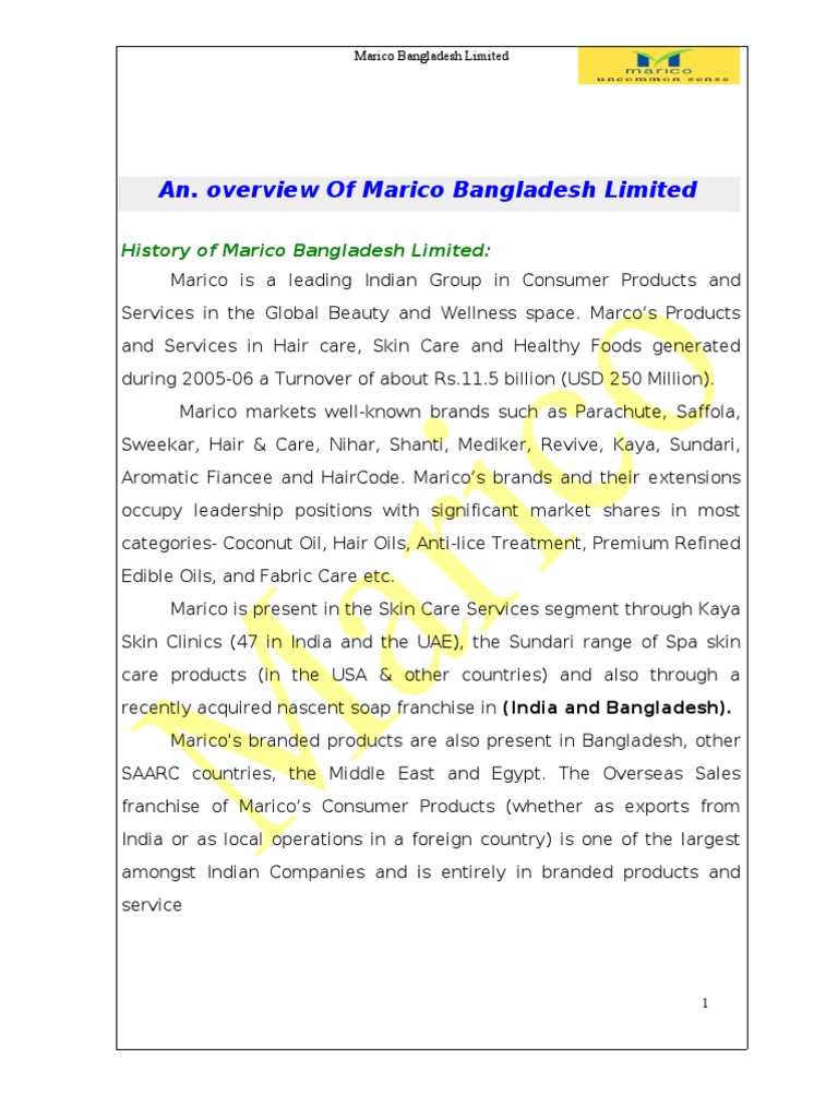 Marico BD | PDF | Brand | Competition