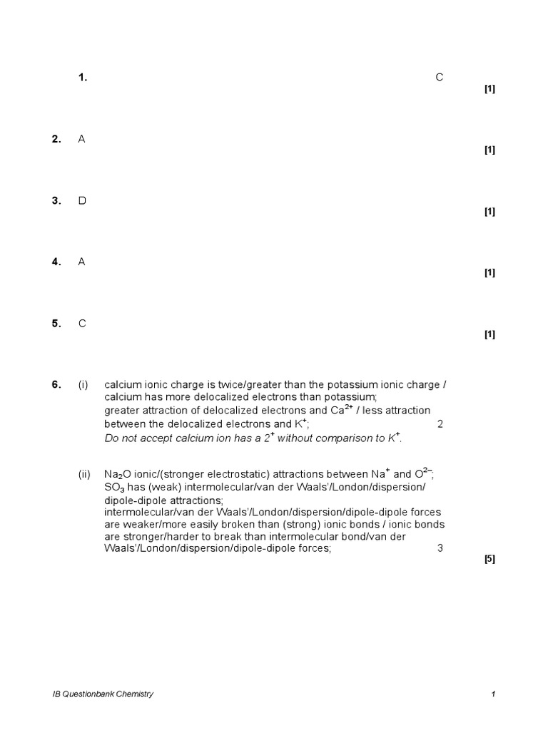 Chem-Bonding Answers | PDF | Chemical Polarity | Chemical Bond