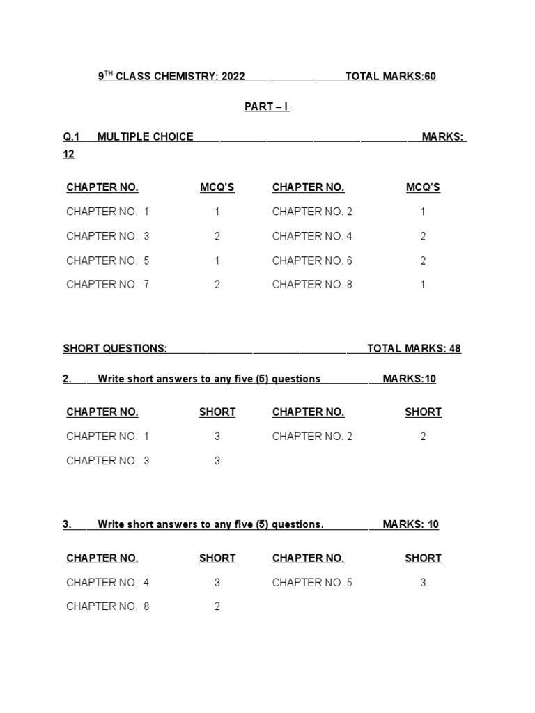 9th Class Pairing Scheme All Subjects | PDF | Multiple Choice | English ...