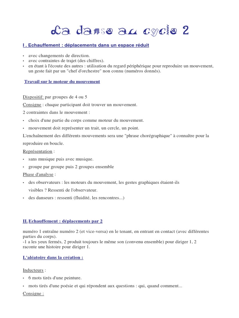 Danse Eps Cycle 2 | PDF