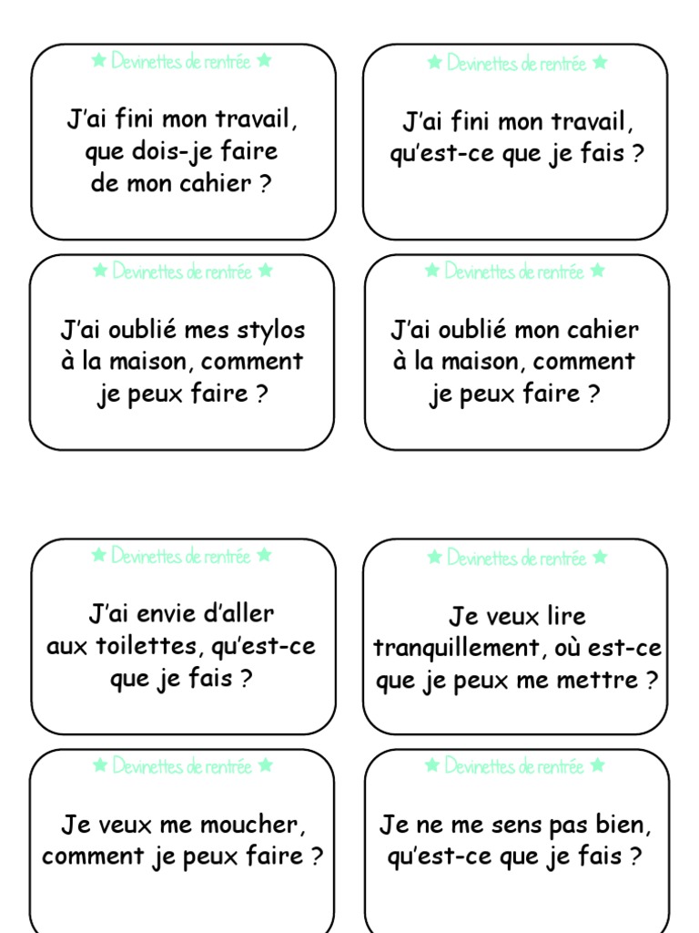 Devinettes de rentrée pour élèves | PDF | Arts du langage et discipline ...