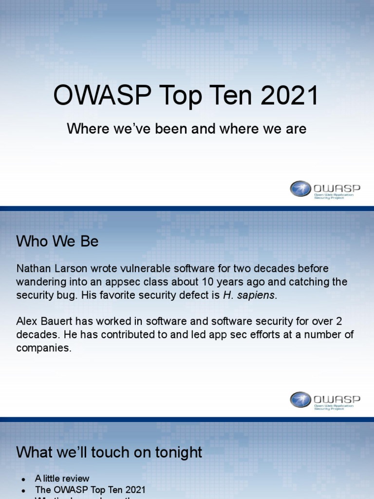 Owasp-Msp Owasp Top Ten 2021 | PDF | Vulnerability (Computing) | Computing