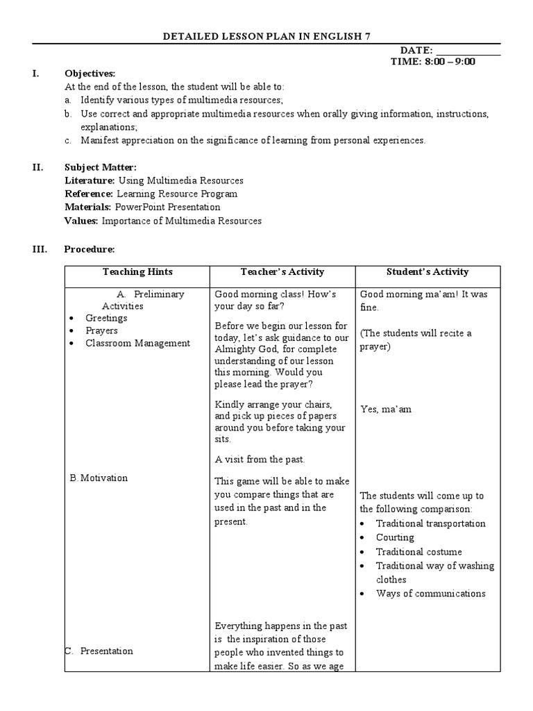 Multimedia Resources Lesson Plan | PDF | Multimedia | Microsoft Power Point