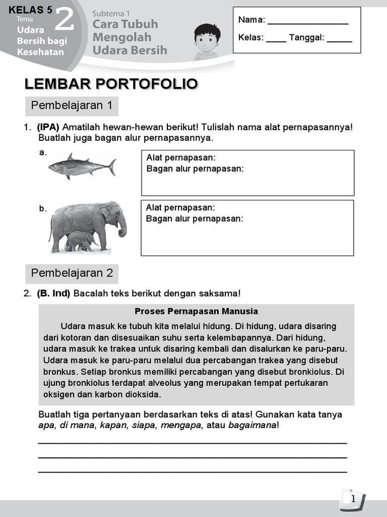 LEMBAR PORTOFOLIO BUPENA 5A Tema 2 Sub 1 | PDF